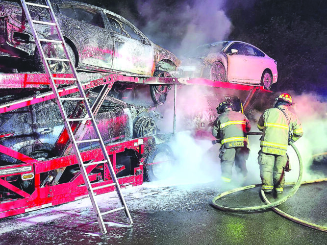 Car carrier catches fire | News, Sports, Jobs - The Times Leader